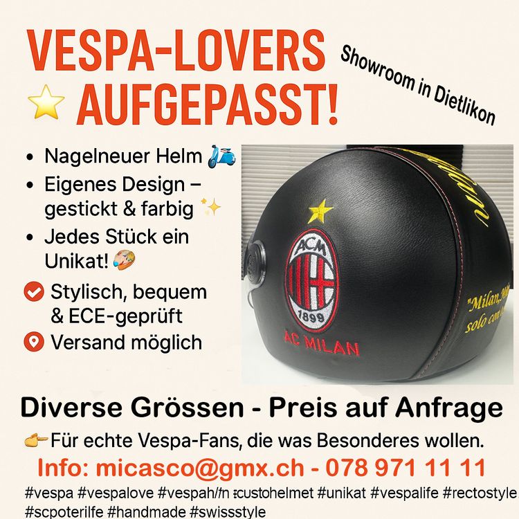 Vespa Helm - AC Milan Helm,Unikat, neu, Vespa/Töffli (Neu und ...