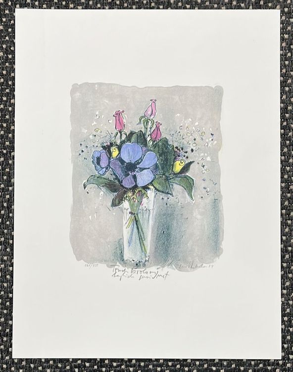 Lithografie, Blumen im Glas von Geo Bretscher (ID b4108) (Gebraucht) in Gelterfingen für CHF 1 ...