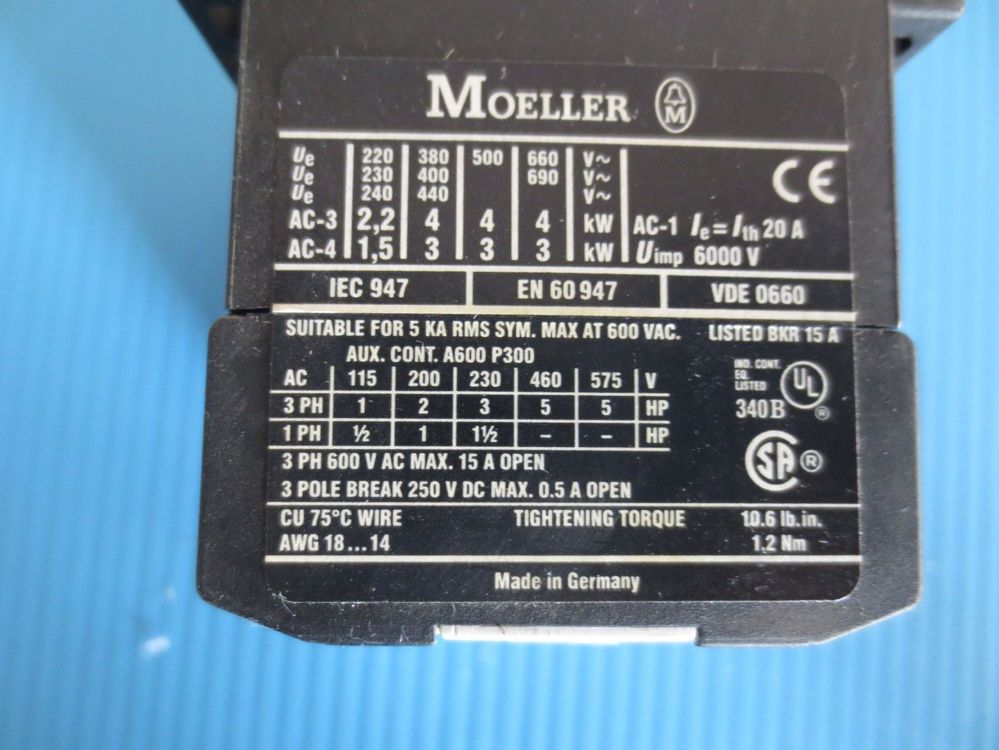 Moeller Leistungsschütz DIL EM-10-G 4kW (Gebraucht) in Sulz LU für CHF ...
