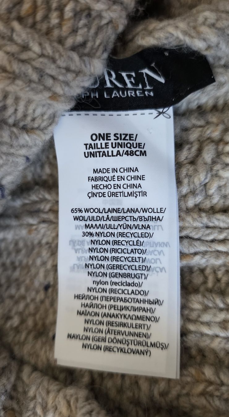 Ralph Lauren Wool Blend Cable Knit Beanie Hat - Grey (Gebraucht) in ...