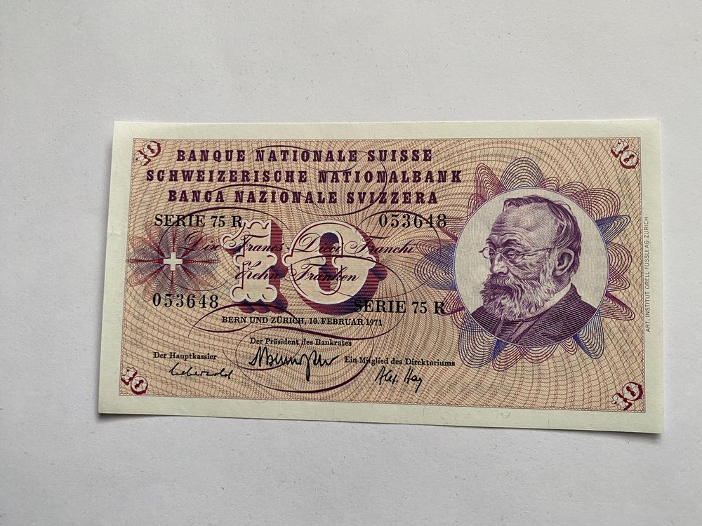 Schöne alte 10 Franken CH-Note, ungefaltet (Neu und originalverpackt ...