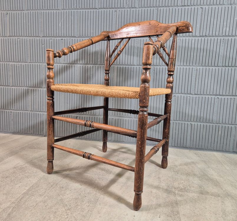 Antiker Binse-Eichenstuhl Chair Niederlande Holz mit Binse (Gebraucht ...