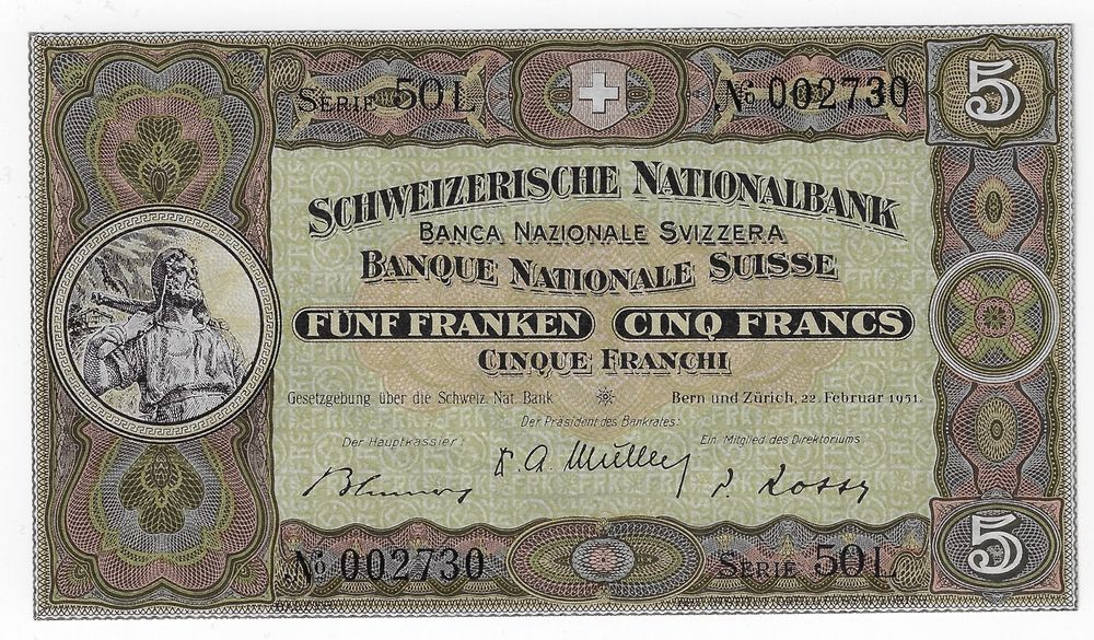 Set Banknoten Schweiz - 5 Noten (Gebraucht) in Balsthal für CHF 75 ...