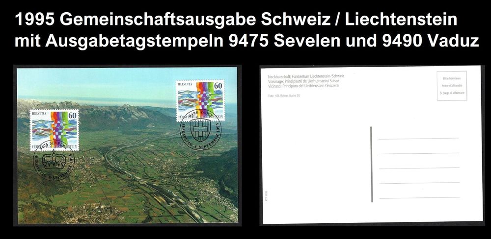 1995 Gemeinschaftsausgabe CH-FL, Maximumkarte (Gebraucht) in Baar für CHF 2.2 – mit Lieferung ...