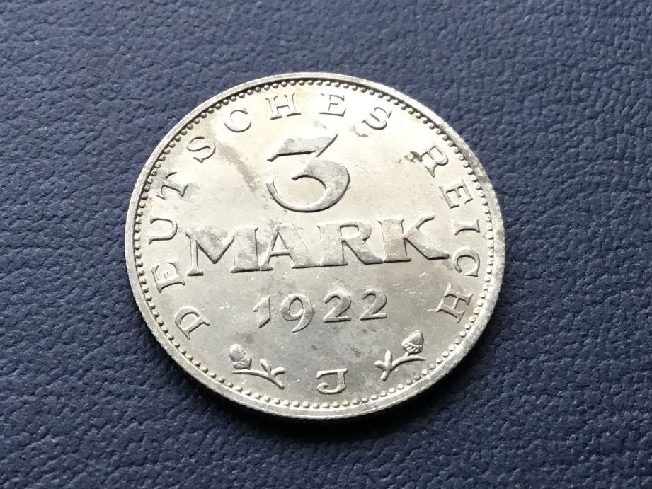 3 Reichmark 1922 j VZ ++ Unzirkuliert (Neu (gemäss Beschreibung)) in St. Margrethen SG für CHF 9 ...