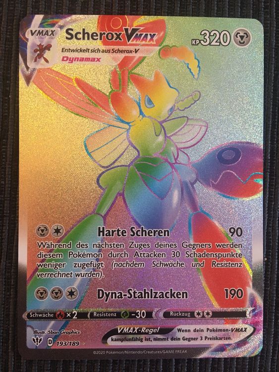 Pokemon Scherox Vmax Rainbow Flammende Finsternis Deutsch (Neu (gemäss ...