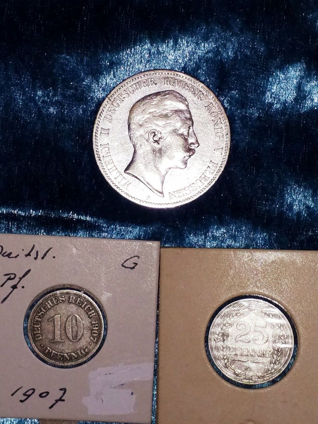 Deutsches Reich 5 Mark 1903, 25 Pf.1910, 10 Pf.1907 (Gebraucht) in ...