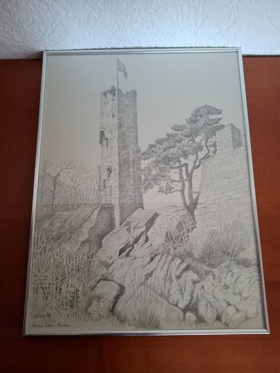 Original Bleistiftzeichnung Ruine Stein, Baden, 1986 (Gebraucht) in Oberweningen für CHF 150 ...