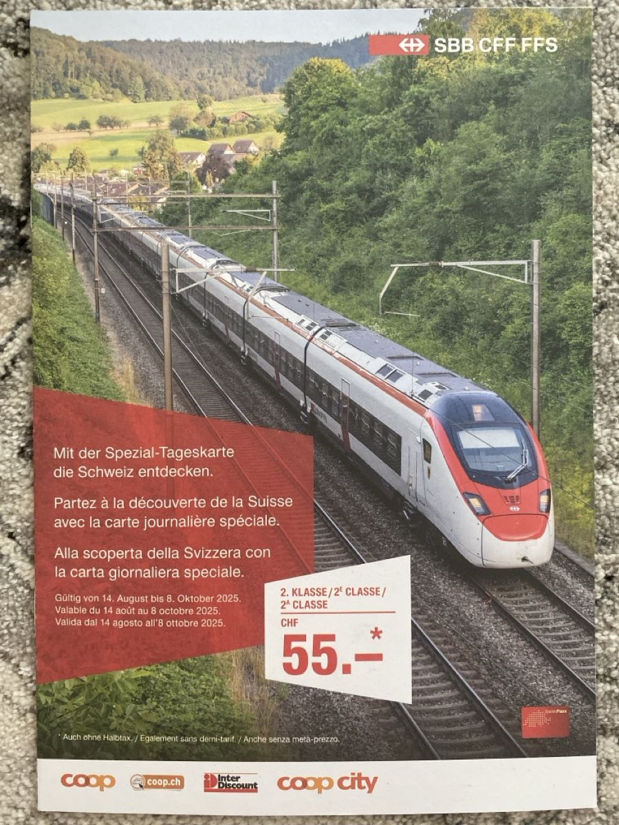 Coop/Interdiscount SBB Spezial-Tageskarte ab 1 CHF, 2.Klasse (Neu und ...