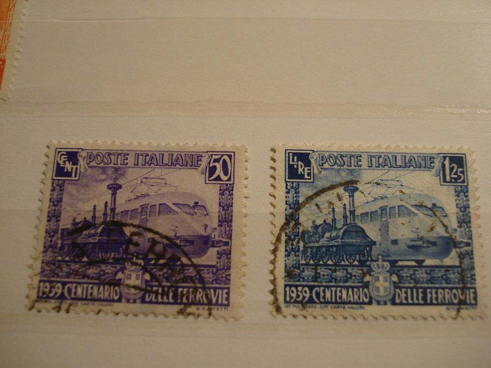 2 Marken Italien 1939, 100 Jahre Eisenbahn o (Gebraucht) in Niederwil AG für CHF 1 – mit ...
