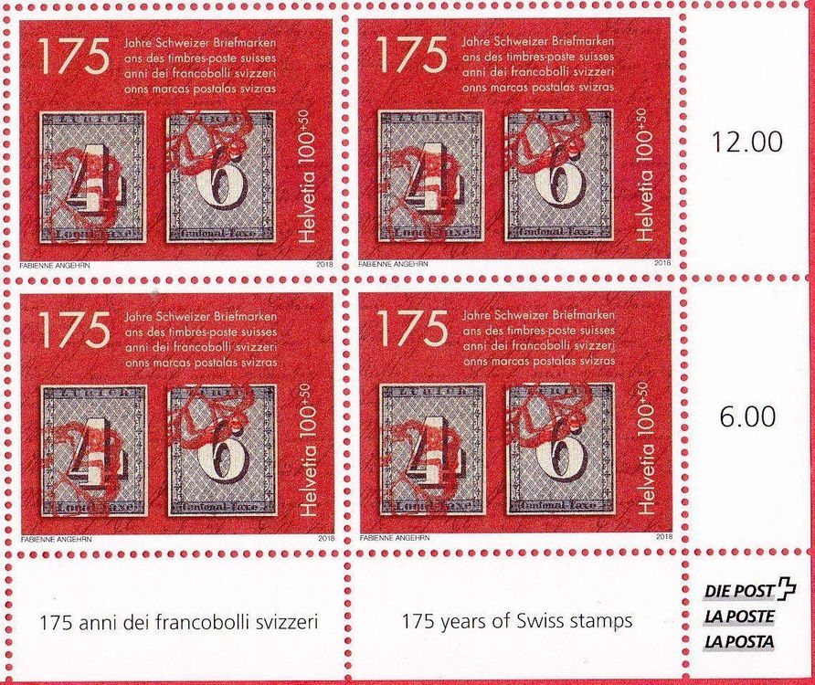 2018 4er Block ** Postfrisch ** Sondermarken mit Zuschlag (Neu (gemäss Beschreibung)) in ...