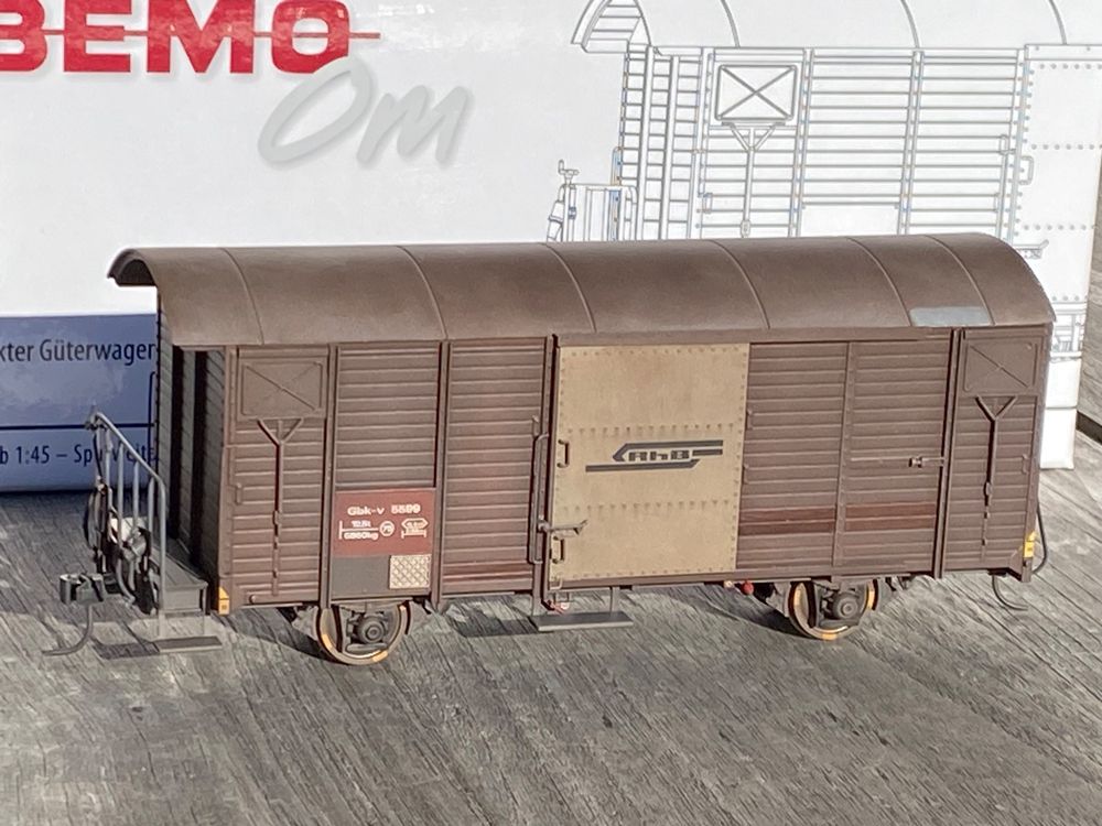 RhB Bemo 0m 9482 119 Gbk-v 5574 gedeckterGüterwagen gealtert (Neu ...