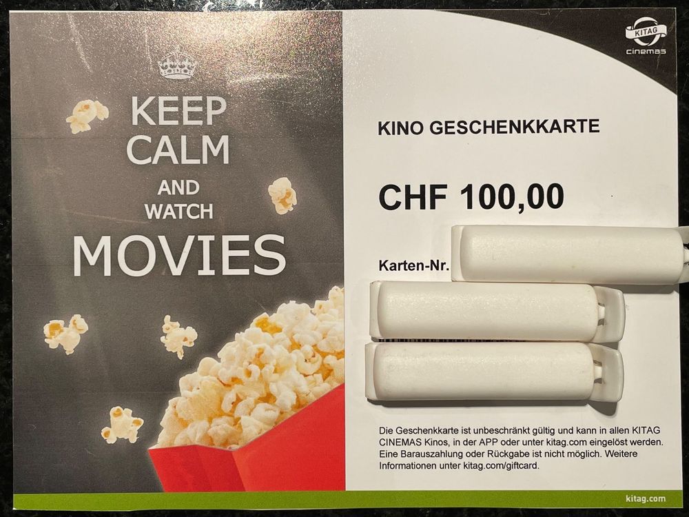 Kinogutschein Kitag (Neu (gemäss Beschreibung)) in Hedingen für CHF 84 ...