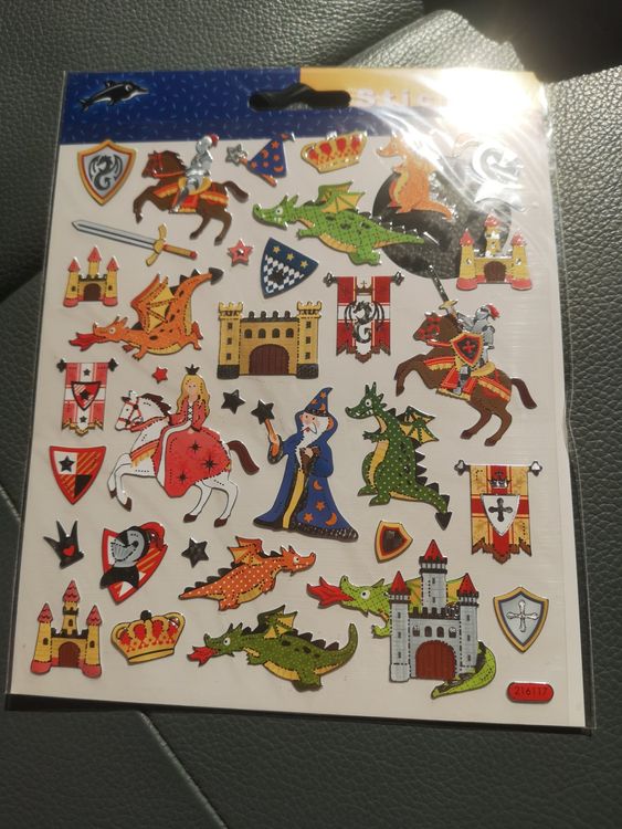 1 Bogen Sticker Ritter Drachen Burg neu | Kaufen auf Ricardo