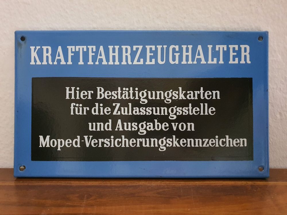 Altes Emailschild Kraftfahrzeughalter Karten Emaille Schild (Gebraucht ...