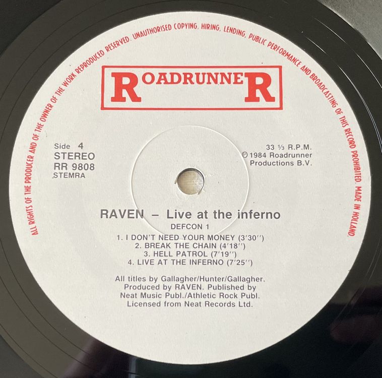 Raven - Live At The Inferno - 2 x LP - 1984 - First Press (Gebraucht ...