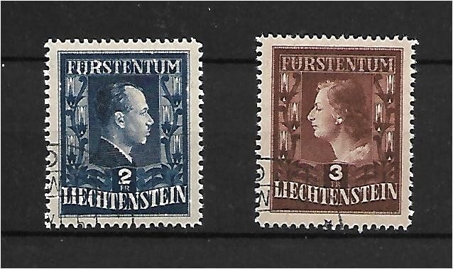 Fürstentum Liechtenstein 1951 : Fürst und Fürstin gestempelt (Gebraucht) in Reinach BL für CHF ...