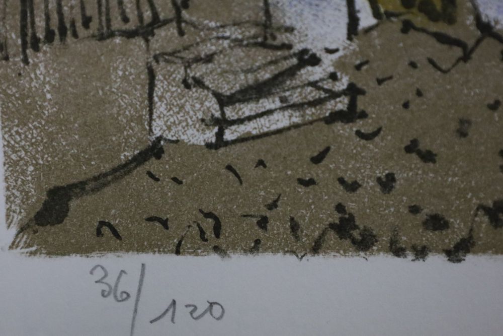 Marco Richterich 1929-1997, Lithographie "Städtchen Gruyère" (Gebraucht) in Zug für CHF 39 – mit ...