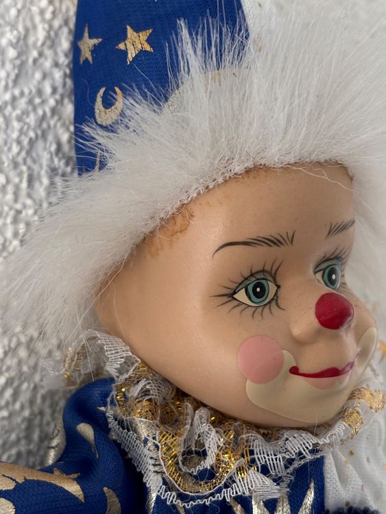 Vintage Clown-Marionette mit Keramik-Gesicht zum Aufhängen (Gebraucht ...