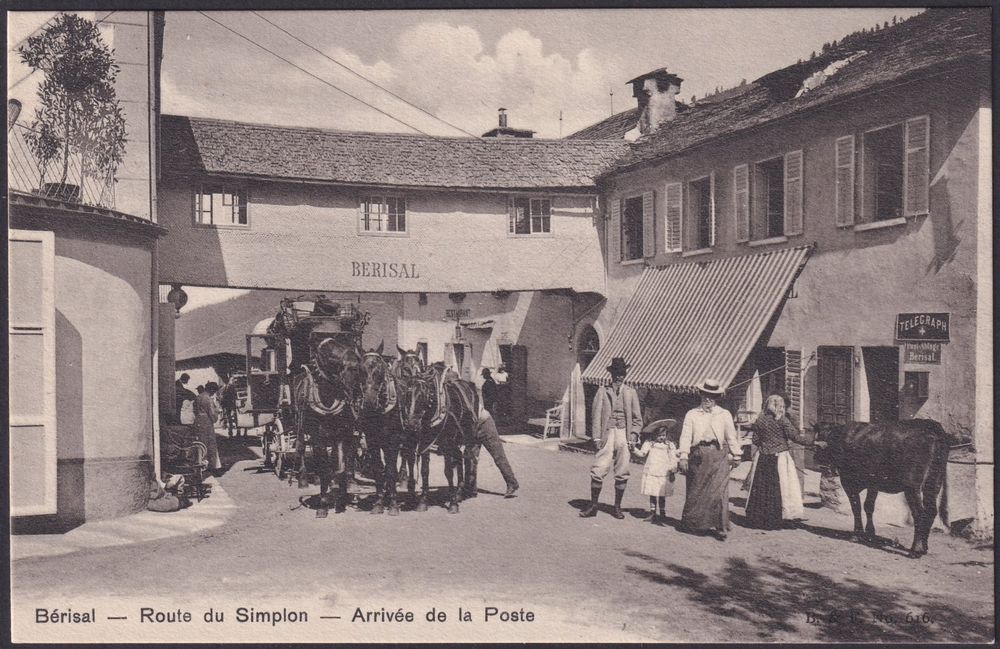 Wallis, ca.1895 Postkutsche, Route du Simplon, seltene Karte (Gebraucht ...