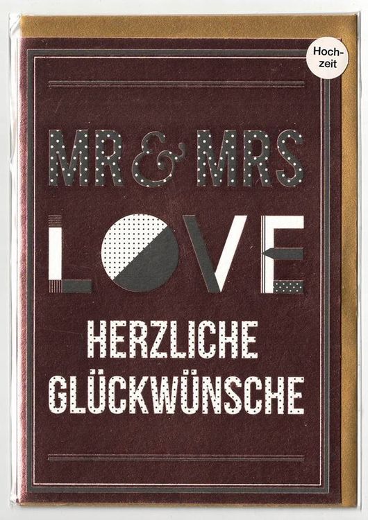 Glückwunsch Karte Gratulation Hochzeit - MR & MRS - LOVE (Neu und ...