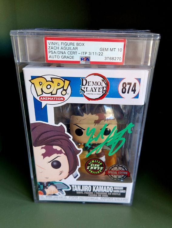 Funko POP - Tanjiro Kamado signed by Zach Aguilar - PSA 10 (Neu und ...