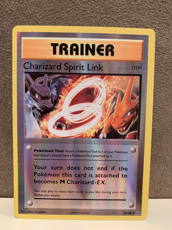 Pokemon Charizard Spirit Link R. Holo Evolutions ENG 75/108 (Gebraucht ...