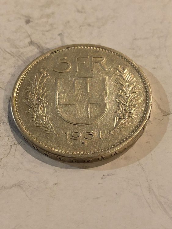 Schweiz 5 Franken 1931 Silber Rar (Gebraucht) in Flumenthal für CHF 11.4 – mit Lieferung auf ...