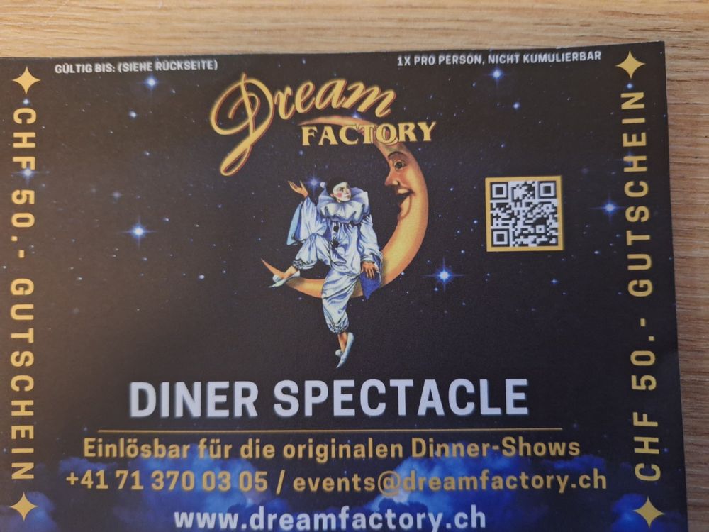 3xDream Factory Dinner Gutschein (wert 150.00-26.4.26) (Neu und ...