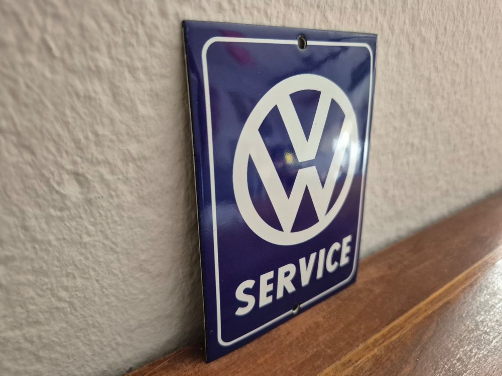Emailschild VW Service Werkstatt Garage Logo Emaille Schild (Neu ...