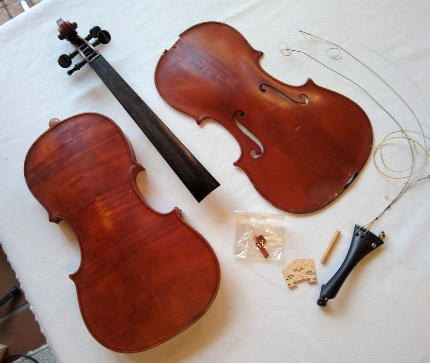 alte GEIGEN-Teile / pièces VIOLON ancien (Defekt) in Villarsel-le ...