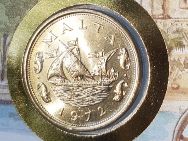 MALTA Numisbrief + alte goldfarbige Münze 1972 Lot 312 | Kaufen auf Ricardo