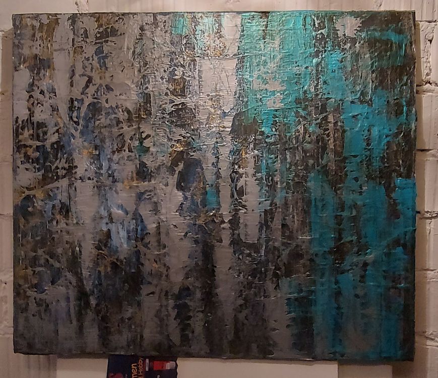 Gemälde Blau/Silber/Gold von mir selbstgemalt 60×70 | Kaufen auf Ricardo
