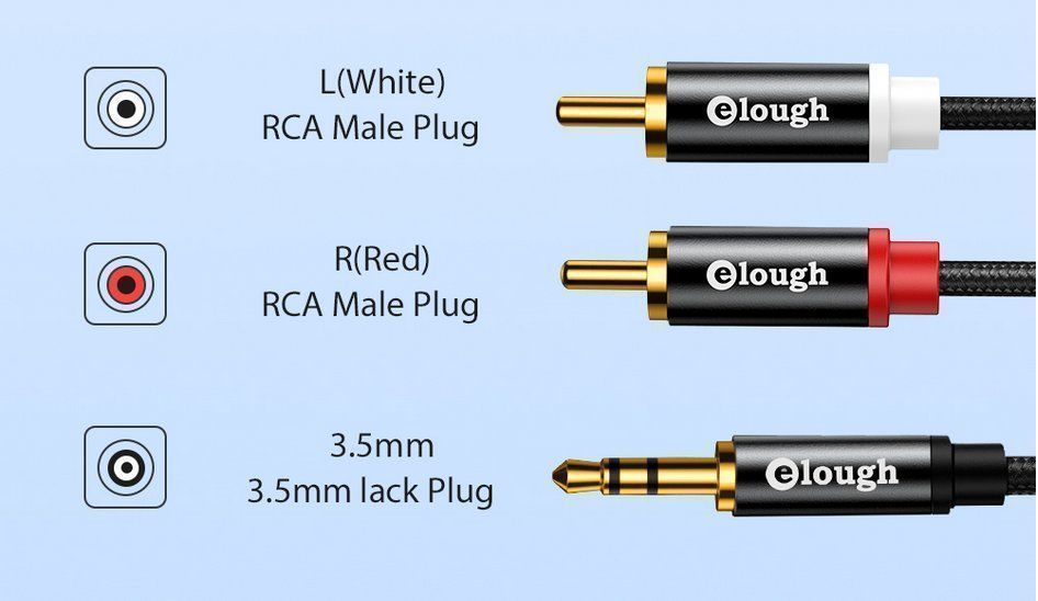 3,5mm Jack >>2x Chinch Stecker (RCA) HiFi Audio Kabel 50cm (Neu und ...