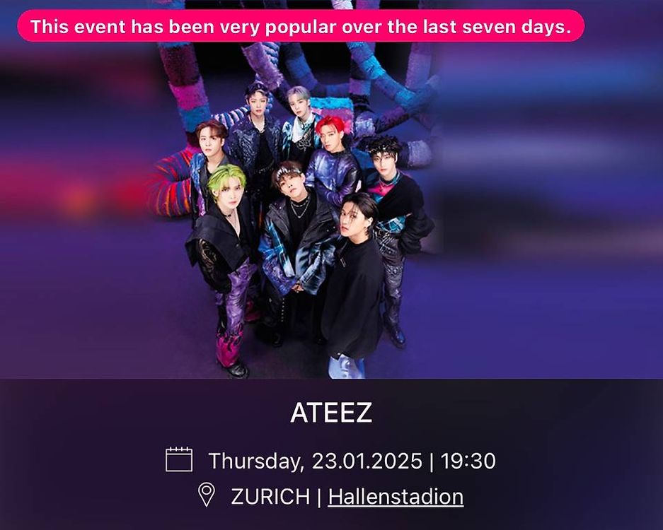 Ateez Sitzplatz Ticket Hallenstadion | Kaufen auf Ricardo