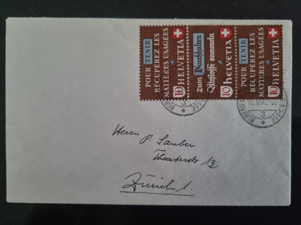 1942 : Brief mit Nr. Z38c : KP 150.-- | Kaufen auf Ricardo