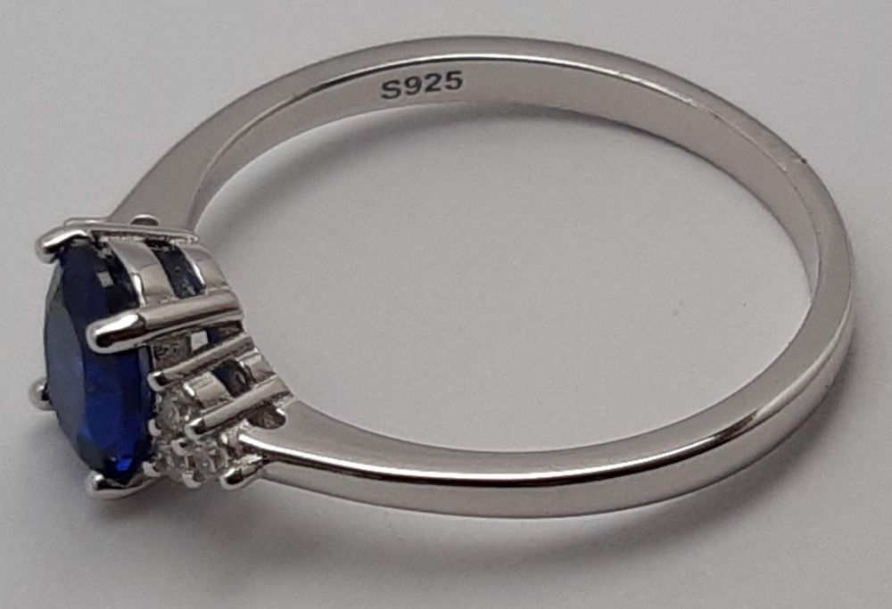 Saphir de synthèse - Bague Argent S925, taille 52 | Kaufen auf Ricardo