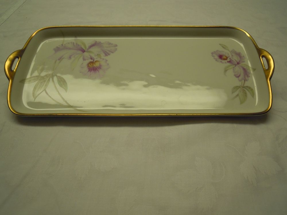 Servier-/ Cake-Platte mit Goldrand und Orchideendekor | Kaufen auf Ricardo