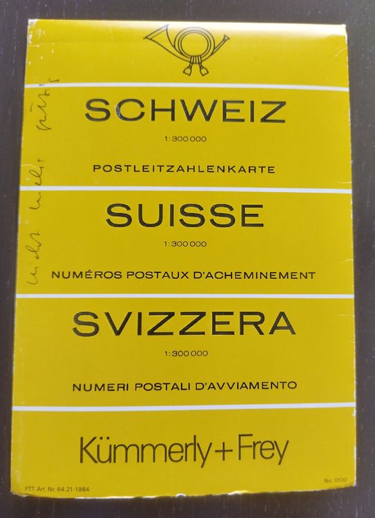 Postleitzahlenkarte Schweiz 1984, Kümmerly+Frey | Kaufen auf Ricardo