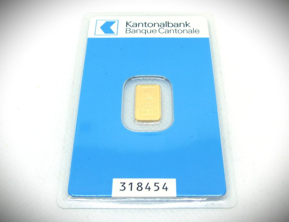 1 Gramm Goldbarren Kantonalbank mit der Nr. 318454 | Kaufen auf Ricardo