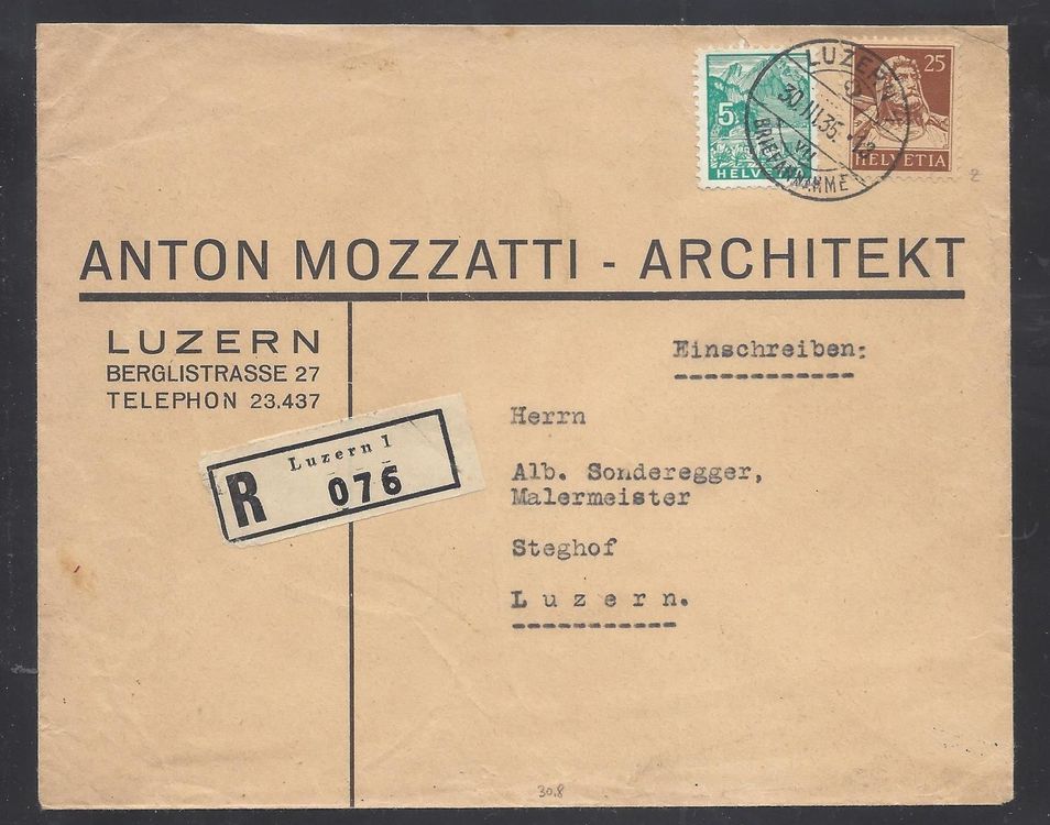 1935 : Tell Nr. 175z auf Brief - KP 230. | Kaufen auf Ricardo