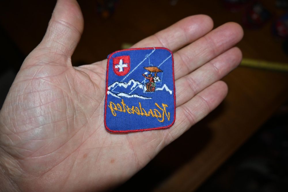 VINTAGE Badge KANDERSTEG nos ST. GALLER STICKEREI luftseilba (Gebraucht ...