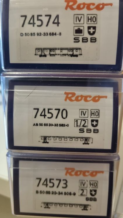 Roco 3 Einheitswagen II D 74574 / AB 74570 / B 74573 (Neu und ...