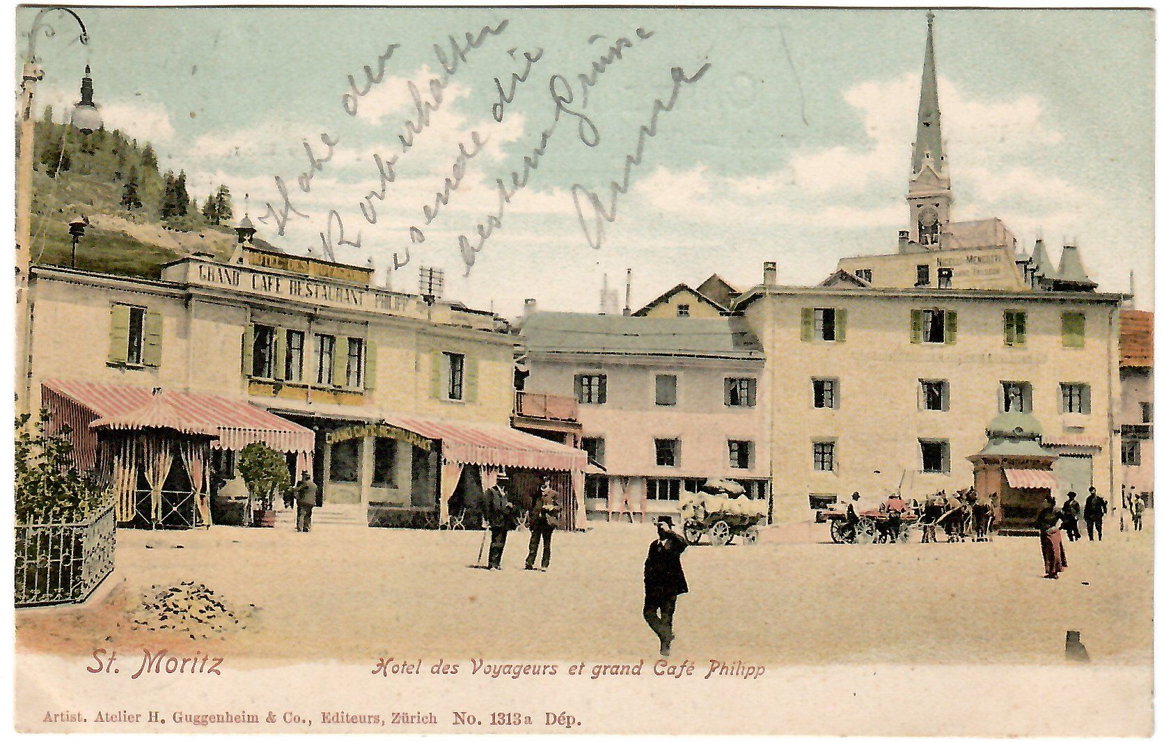 AK St. Moritz, Hotel des Voyageurs et grand Café Philipp (Gebraucht) in ...