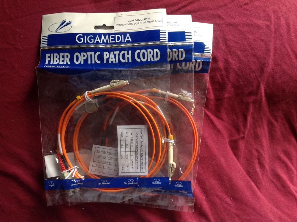 3Stück GIGAMEDIA FIBER OPTIK PATCHKABEL- (Neu und originalverpackt) in ...