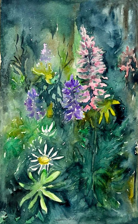 Susanne Dittus, Aquarell - Lupinen, Blumen, um 1990 | Kaufen auf Ricardo