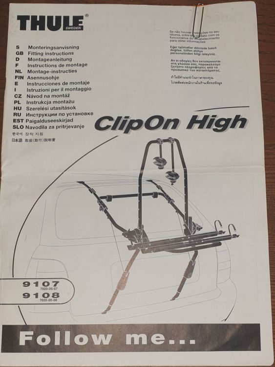 Thule ClipOn High Heck-Fahrradträger 9107/9108 (Gebraucht) in Wil SG ...