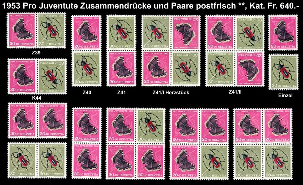 1953 Juve Kehrdruck Z41/I Paare postfrisch **, Kat Fr. 640.- (Neu (gemäss Beschreibung)) in ...
