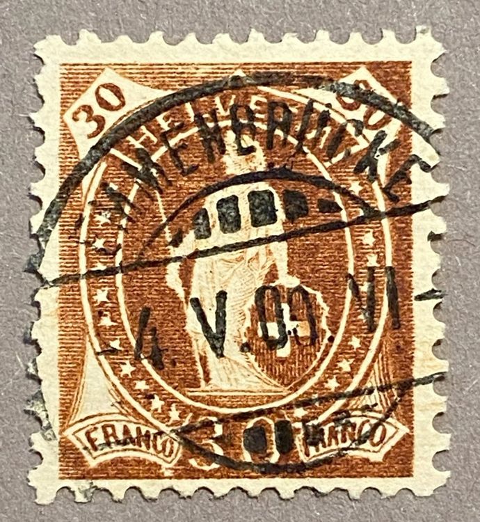 68D Vollstempel Emmenbrücke, Fare dunkelbraun (Gebraucht) in Steinhausen für CHF 2 – mit ...