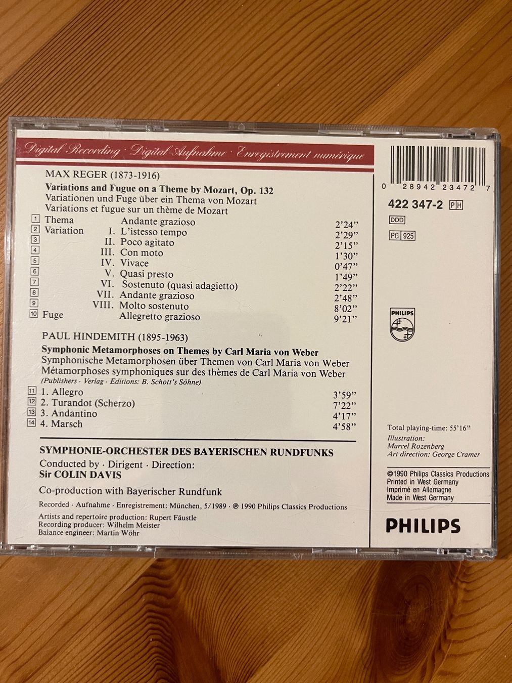 REGER: MOZART-VAR. / HINDEMITH: WEBER-MET. - SIR COLIN DAVIS (D ...